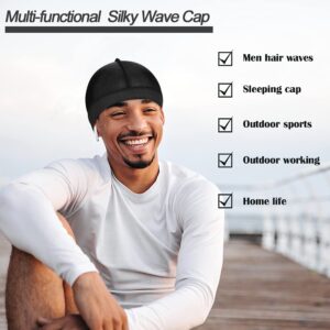 4 Pcs Elastic Silky Wave Cap, Satin Men Doo Rags Caps for 360, 540, 720 Waves, Great for Athletes, Hip-hop Lovers and so on