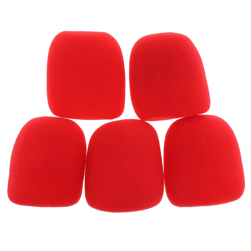 OriGlam 5pcs Foam Mic Cover Handheld Microphone Windscreen, Microphone Cover Foam Mic Covers, Microphone Cover Protection (Red)