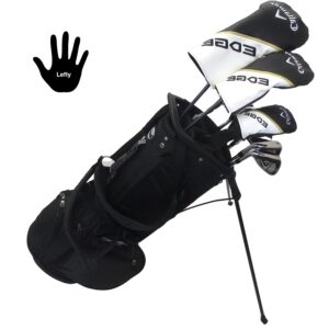 callaway mens left hand golf club set regular flex complete driver, fairway wood, hybrid, irons, putter, stand bag lh lefty