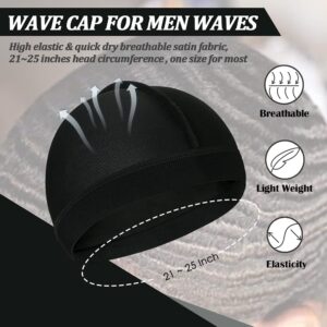 4 Pcs Elastic Silky Wave Cap, Satin Men Doo Rags Caps for 360, 540, 720 Waves, Great for Athletes, Hip-hop Lovers and so on