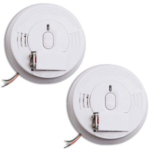 kidde smoke detector, hardwired smoke alarm with battery backup, front-load battery door, test-silence button,(pack of 2) white