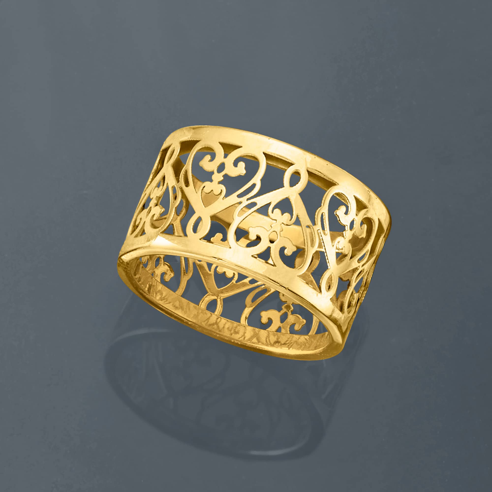 Ross-Simons Italian 14kt Yellow Gold Filigree Heart Ring. Size 10