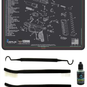 EDOG USA Compatible for Smith & Wesso M&P Shield - 5 PC Schematic (Exploded View) Pistol Cleaning Padded Gun-Work Surface Protector Mat Solvent & Oil Resistant & 3 PC Cleaning Essentials & Clenzoil