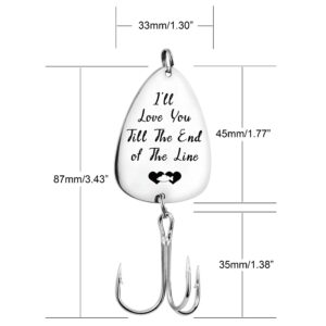 FINGERINSPIRE I'll Love You Till The End of Line Stainless Steel Treble Fishhooks Fishing Circle Hook with Gift Box, Fishing Lures, Fishing Tackle for Husband Boyfriend Birthday Gift