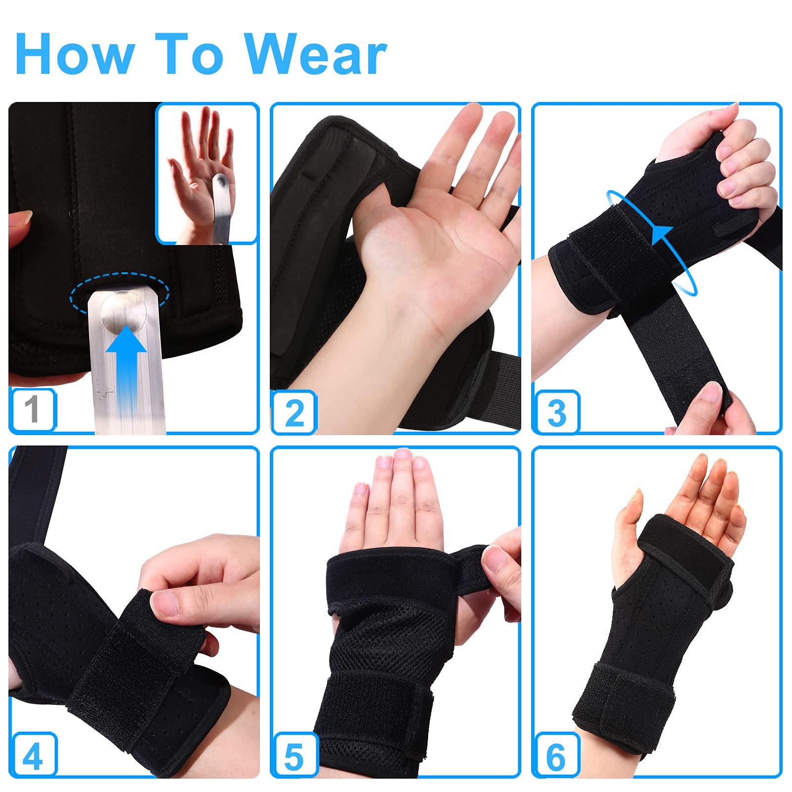 PEIZSON Carpal Tunnel Wrist Brace Night Support, Wrist Support Braces Right Hand with Splint for Tendonitis, Arthritis, Sprain, Carpal Tunnel Syndrome, Carpal Tunnel Pain Relief Brace for Men & Women