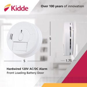 Kidde Smoke Detector, Hardwired Smoke Alarm with Battery Backup, Front-Load Battery Door, Test-Silence Button,(Pack of 2) White