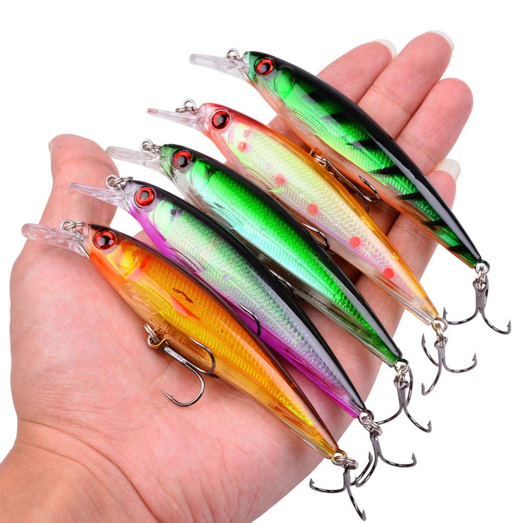 Aorace 43pcs Bass Fishing 56pcs Lures Kit Set Topwater Hard Baits Minnow Crankbait Pencil VIB Swimbait for Bass Pike Fit Saltwater and Freshwater