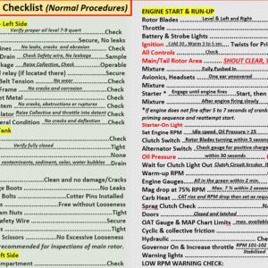 Robinson 44 Helicopter Quick Reference Checklist