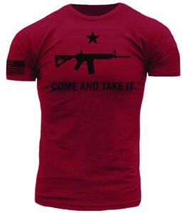 come and take it modern combat rifle premium performance blend athletic fit t-shirt (heathered cardinal red large)