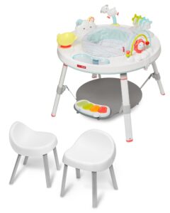 skip hop baby 3-in-1 grow with me set with activity center & toddler chairs, silver lining cloud