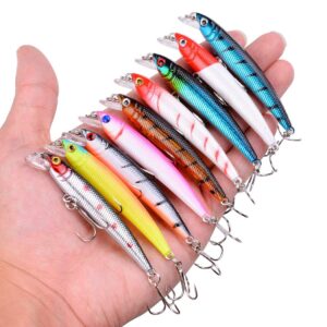 Aorace 43pcs Bass Fishing 56pcs Lures Kit Set Topwater Hard Baits Minnow Crankbait Pencil VIB Swimbait for Bass Pike Fit Saltwater and Freshwater