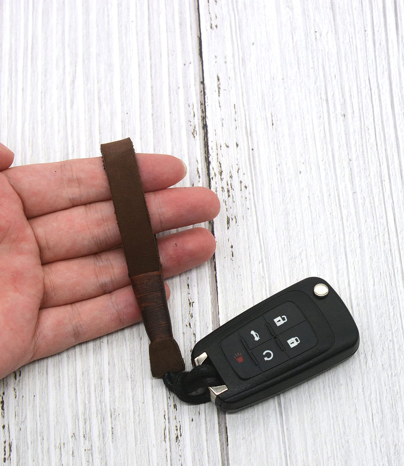 LAGIPA Leather Car Key Fob Keychain, Non-metallic Car Key Rope Lanyard Holder, No Metal Scratch