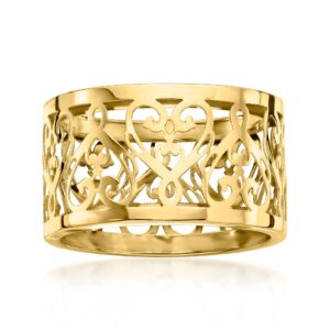 ross-simons italian 14kt yellow gold filigree heart ring. size 10