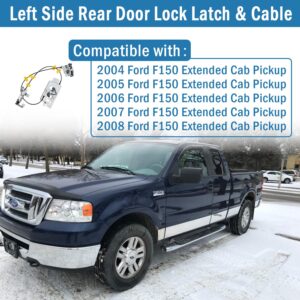 Qagea Rear Door Lock Latch & Cable - Left Driver Side - Replacement for 2004-2008 Ford F150 Extended Cab Pickup, Upper and Lower Locking Latches Assembly Replaces# 8L3Z-18264A01-B 6l3Z-18264A01-B…