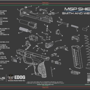 EDOG USA Compatible for Smith & Wesso M&P Shield - 5 PC Schematic (Exploded View) Pistol Cleaning Padded Gun-Work Surface Protector Mat Solvent & Oil Resistant & 3 PC Cleaning Essentials & Clenzoil