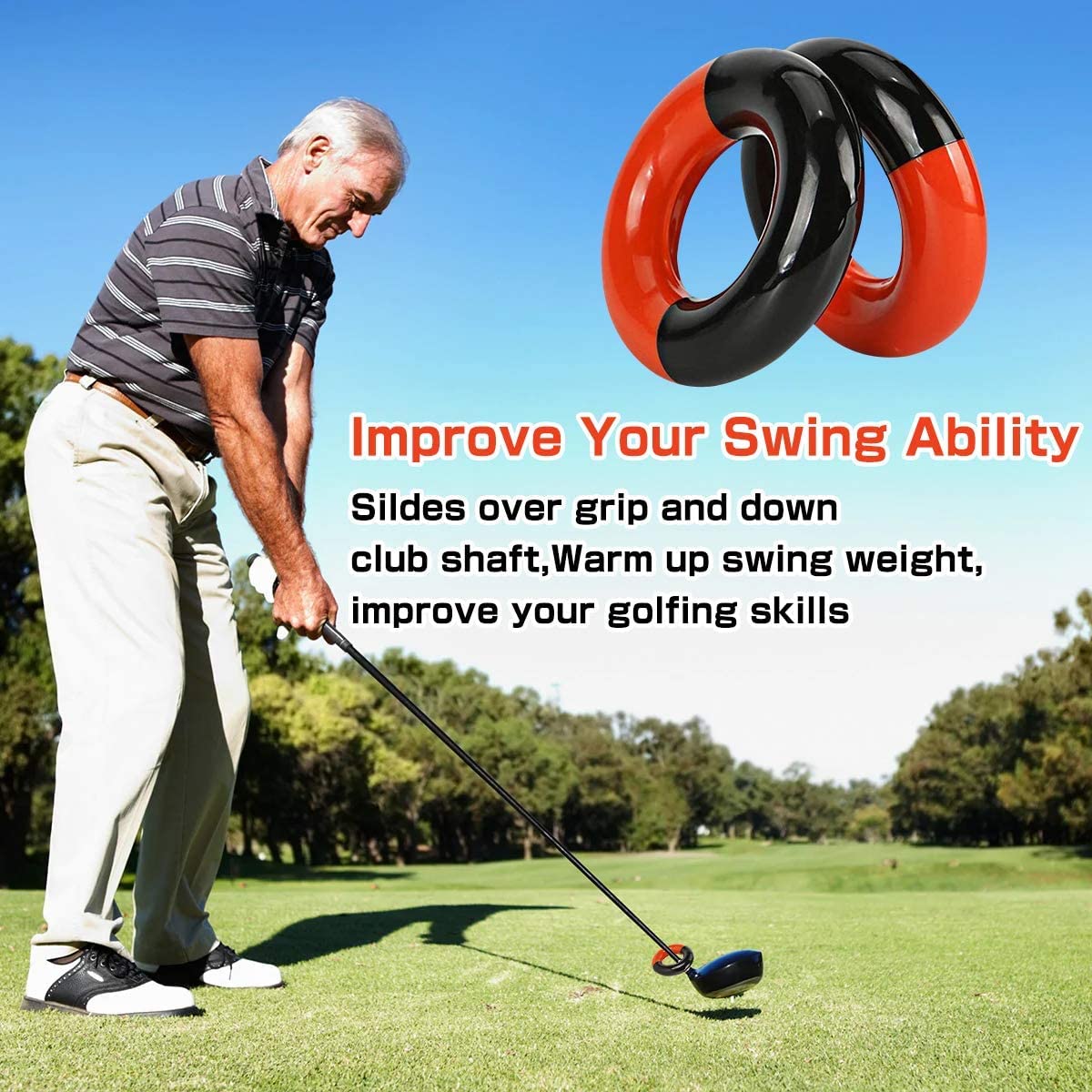 DAZUZ Golf Weighted Swing Ring Golf Club Warm Up Swing Donut Weight Ring for Practice & Training