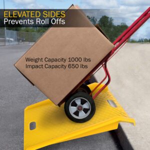 Driveway Curb Ramp - Heavy Duty, Portable Curb Ramp with 1000lb Capacity - for Furniture Dollies, Hand Trucks, or Moving Carts by Stalwart (Yellow)