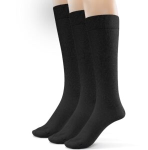 mens soft rayon from bamboo dress socks 3 pk seamless toe luxurious crew socks for men (black, 10-13)