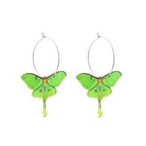 insect moth butterfly earrings acrylic green cute wing statement fashion earrings for women jewelry