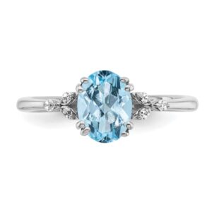 IceCarats 925 Sterling Silver Blue Aquamarine Diamond Ring Gemstone Band March Birthstone Jewelry Size 6