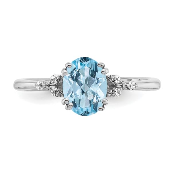 IceCarats 925 Sterling Silver Blue Aquamarine Diamond Ring Gemstone Band March Birthstone Jewelry Size 6