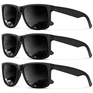 kaliyadi sunglasses men polarized sun glasses for mens womens classic matte black frame uv protection 3pack(grey/grey/grey)