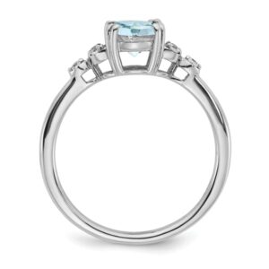 IceCarats 925 Sterling Silver Blue Aquamarine Diamond Ring Gemstone Band March Birthstone Jewelry Size 6