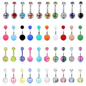 drperfect belly button rings belly rings navel rings for women men 14g stainless steel assorted colors belly navel piercing jewelry