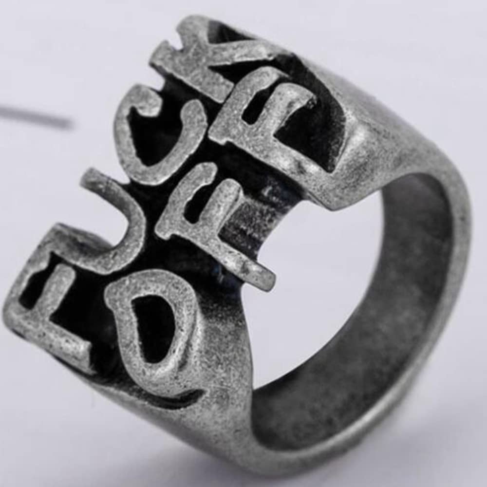 Jude Jewelers Retro Vintage Stainless Steel Fuckoff Word Cocktail Party Biker Holiday Ring (Grey, 10)