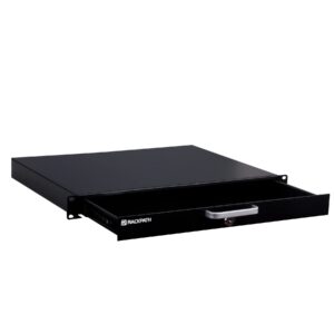 rackpath 1u rack mount drawer for 19 inch av/network/dj equipment racks or cabinets with lock and key