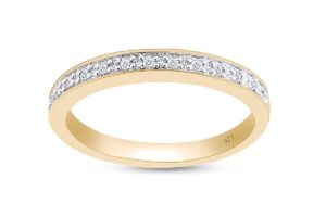 affy 1/10 carat round cut white natural diamond engagement and wedding band ring in 14k yellow gold over sterling silver (clarity : i2-i3, color : j-k, 0.1 cttw) ring size 11