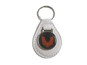 firebird or trans-am orange bird logo leather keychain - white