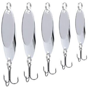 fregito 5pcs fishing lures fishing spoons, trout lures bass lures hard metal spinner baits for salmon bass trout (silver-a)