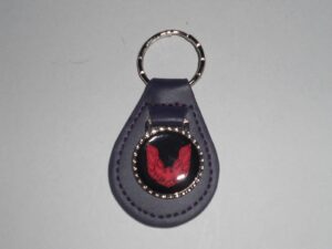 firebird or trans-am red bird logo leather keychain - purple