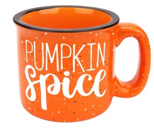 p.g collin cute thanksgiving fall pumpkin spice coffee mug for women men kids – large orange ceramic camping mug with 14oz capacity