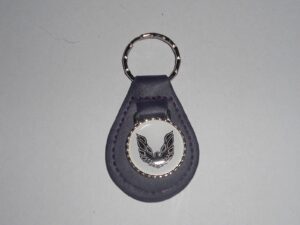 firebird or trans-am black bird logo leather keychain - purple