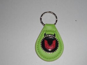 firebird or trans-am red bird logo leather keychain - bright green