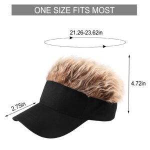 Regilt Adjustable Sun Visor Hat with Wig Spiked Hairs Fashion Baseball Golf Cap for Men & Women (3pcs-Black Brown)