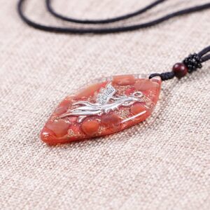 Day Day Up Phoenix Rising Necklace Glow In The Dark Pendant Orgone Pendant With Copper Sacral Chakra Stone Lucky Charm Necklace