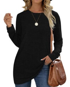 ofeefan womens tops long sleeve crew neck loose fit casual comfy tunic sweatshirts l