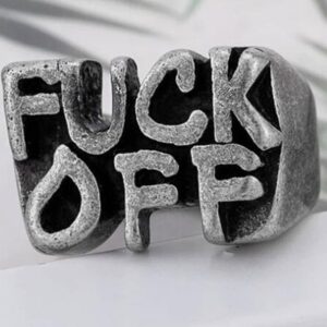 Jude Jewelers Retro Vintage Stainless Steel Fuckoff Word Cocktail Party Biker Holiday Ring (Grey, 10)