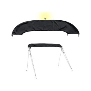 sogudio design with light hole bimini top cover,suitable for 3-4 bows tops,effectively prevent the erosion of uv,sea water in summer, designed resin zipper canopy,xl 81-101in black (zypz-sj-hs-002)