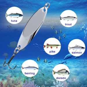 FREGITO 5pcs Fishing Lures Fishing Spoons, Trout Lures Bass Lures Hard Metal Spinner Baits for Salmon Bass Trout (Silver-A)