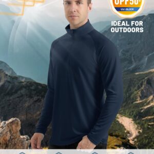 TACVASEN Sun Shirts for Men Long Sleeve UV Protection Rash Guard Shirt Hiking Shirts Summer Shirts Golf Shirts Quick Dry Workout Shirts Navy XL