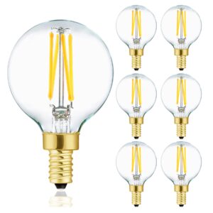 xininsun g16.5 led bulb,e12 40w candelabra dimmable chandelier light bulbs 4000k daylight white clear 400lm 4w g50 vintage led filament edison candle bulb with decorative,6pack