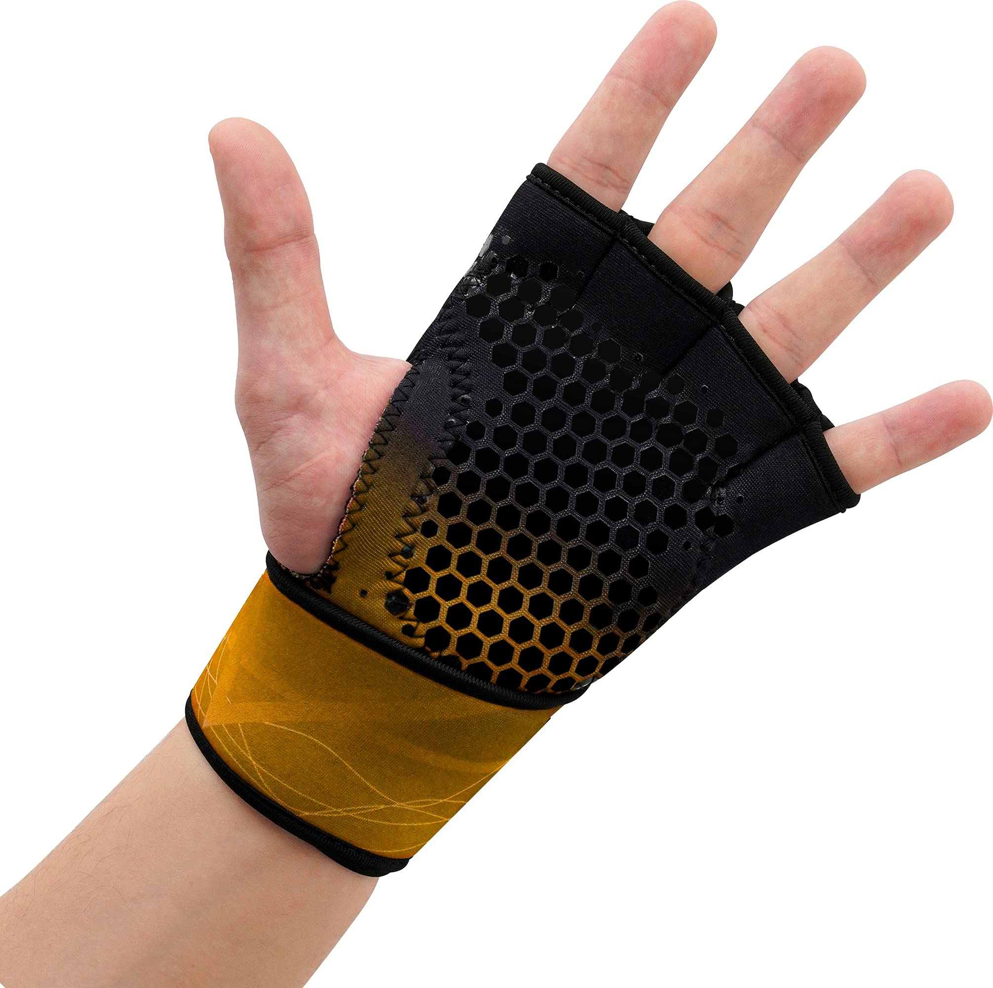 RDX Weight Lifting Gloves Grips Fitness Gym Workout, Long Wrist Support, Ventilated Open Back Anti-Slip Gripper, Strength Training Deadlift HIIT Exercise, Women Men Cycling Climbing Gymnastics Rowing