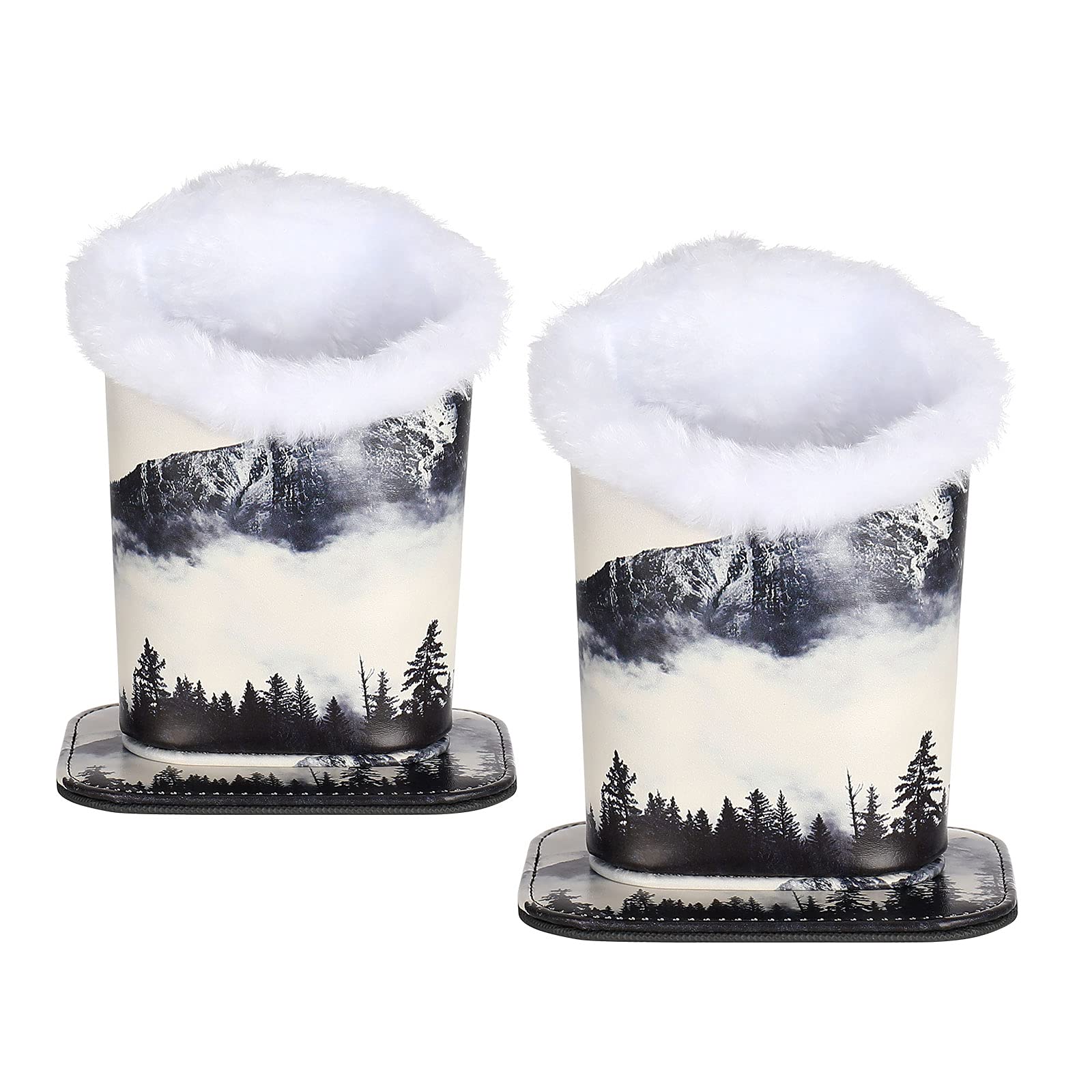 MEGREZ 2PCS Plush Lined Eyeglass Holder, PU Leather Glass stand with Magnetic-Base, Misty Forest