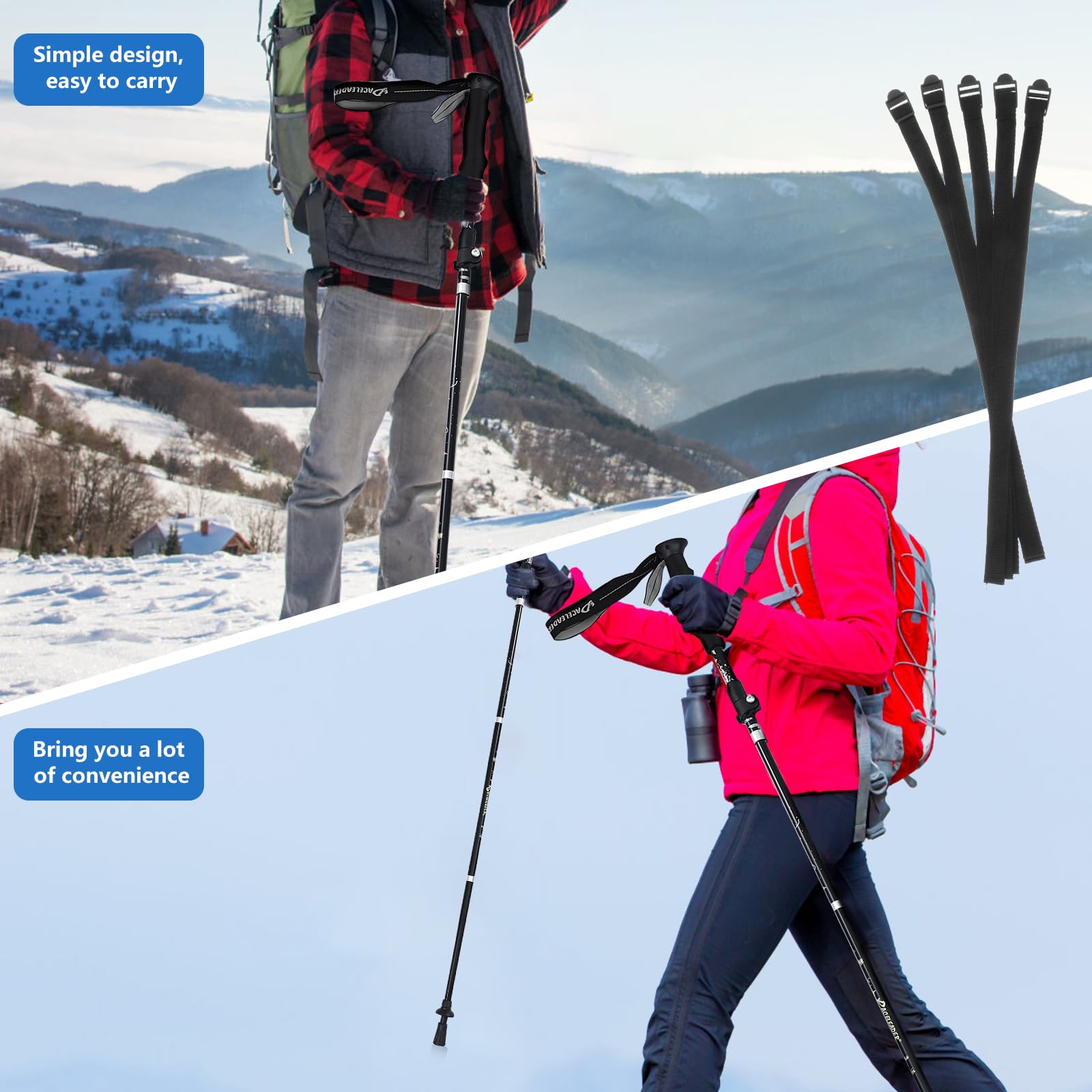 5pcs Ski Stick Straps Walking Stick Wrist Straps Durable Useful Professional Alpenstocks Band Stick Carrier Handle Straps for Outdoor