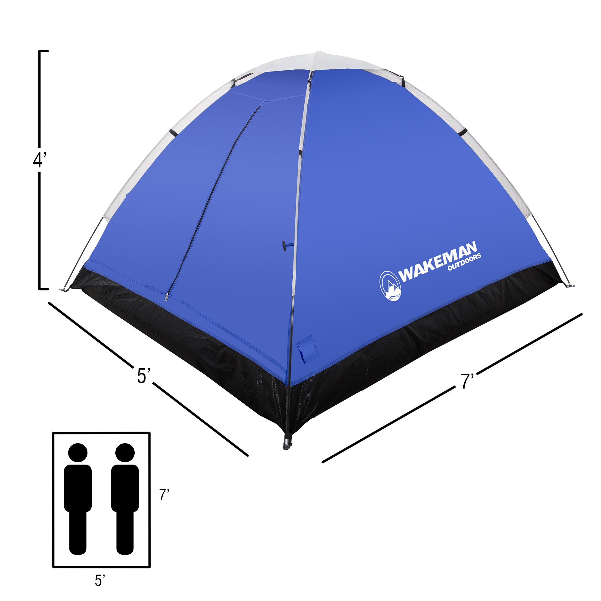 2-Person Tent, Water Resistant Dome Tent for Camping with Removable Rain Fly and Carry Bag, Lost River 2 Person Tent by Wakeman Outdoors (Gray/Blue)