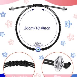 6 Pieces Evil Eye Rope Kabbalah Bracelets Evil Eye Adjustable Cord Bracelet Black Evil Eye Knotted Bracelet Summer Rope Bracelets for Women Men (Simple Style)